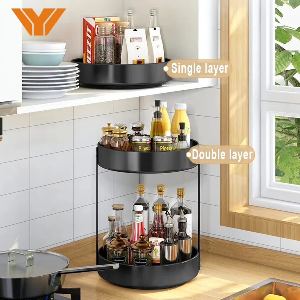 Turntable Spice Storage Holders Racks Iwon Rotating Spice Rack Storage ...