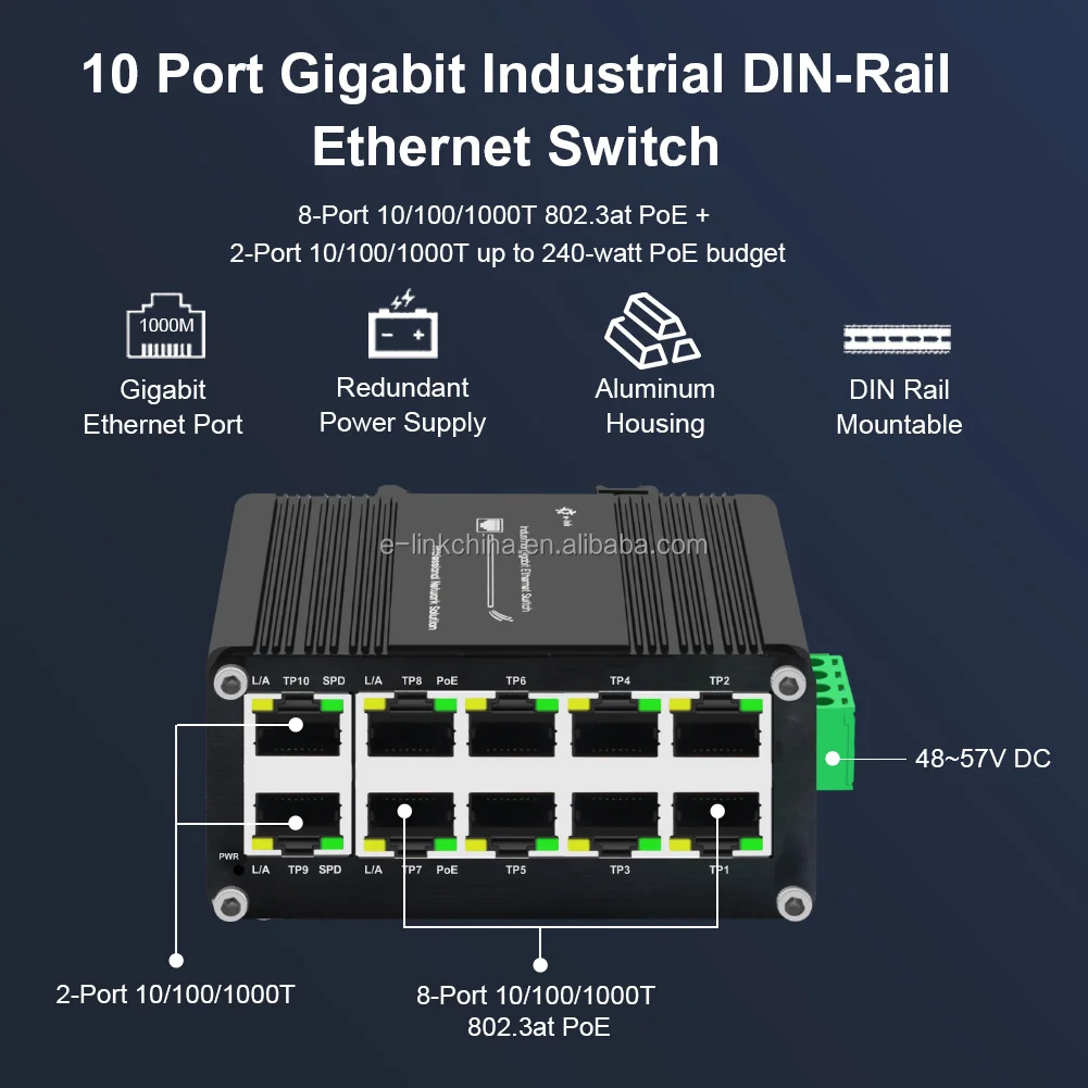 Mini 10 Port Gigabit Poe Switch - Compact & Efficient