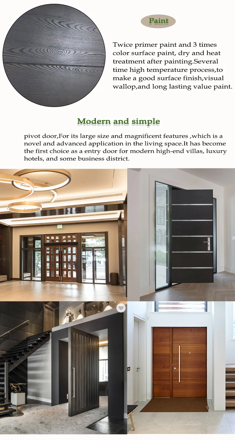 Pivot Door Lock Solid Wood Main Door Designs for Homes