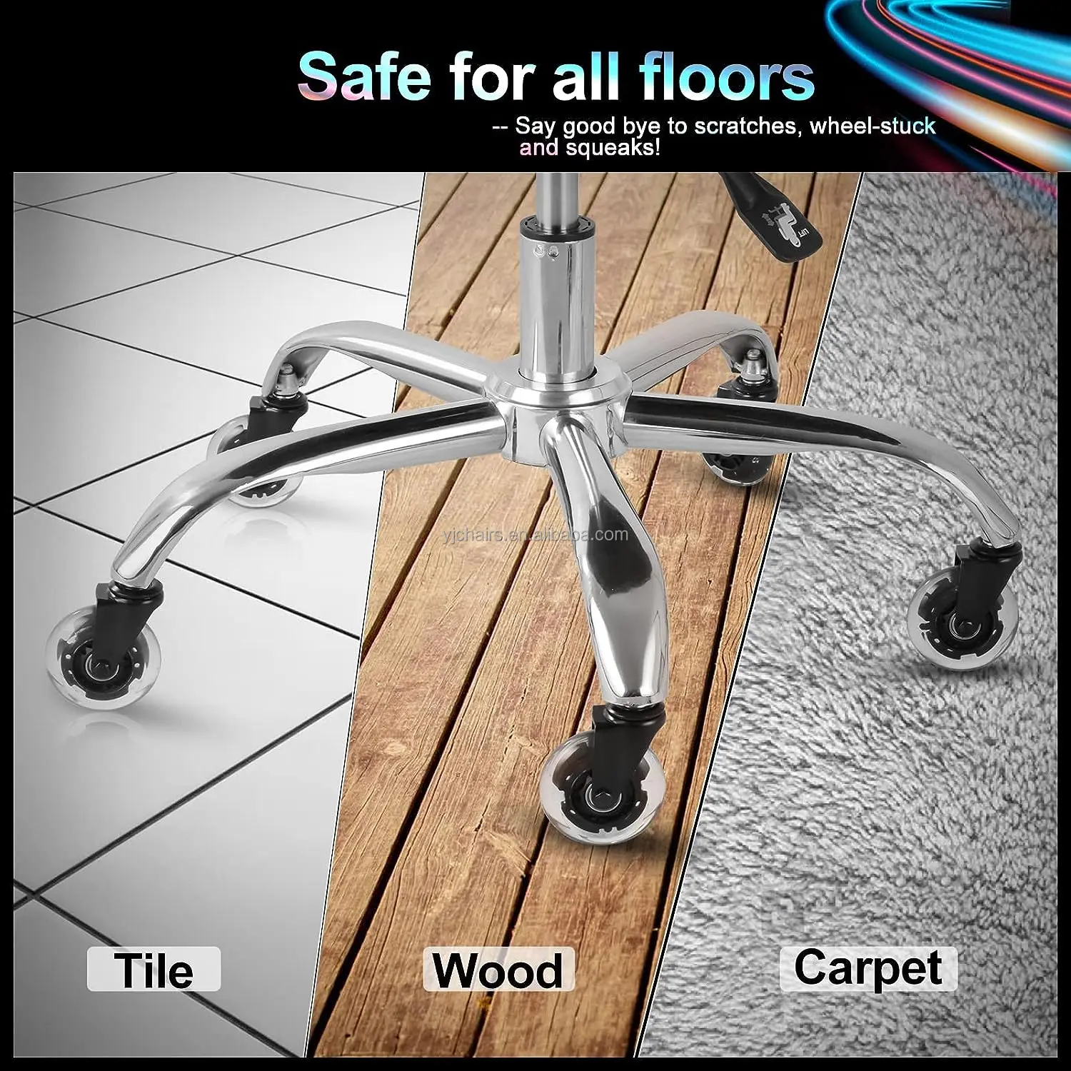 Office Chair Caster With Rgb Color Changing Lights 3 Inch Twin Ball ...