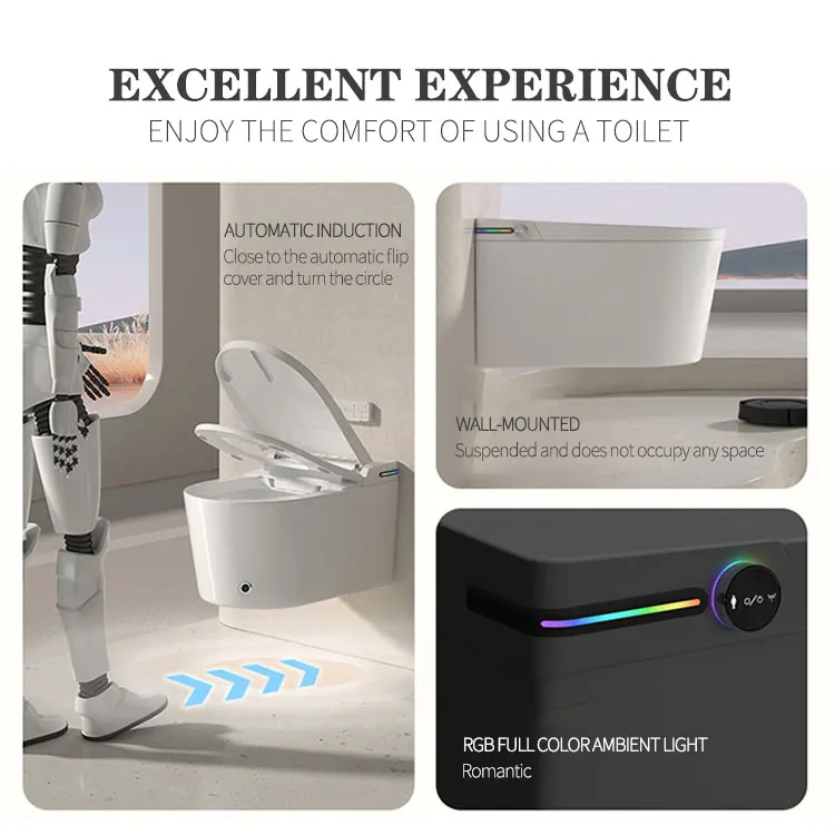 Wall Hung Smart Toilet with Concealed Cistern Heated Seat Intelligent ...