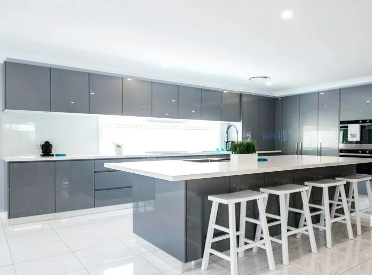 CBMMART Modern Grey High Gloss Acrylic Kitchen Furniture