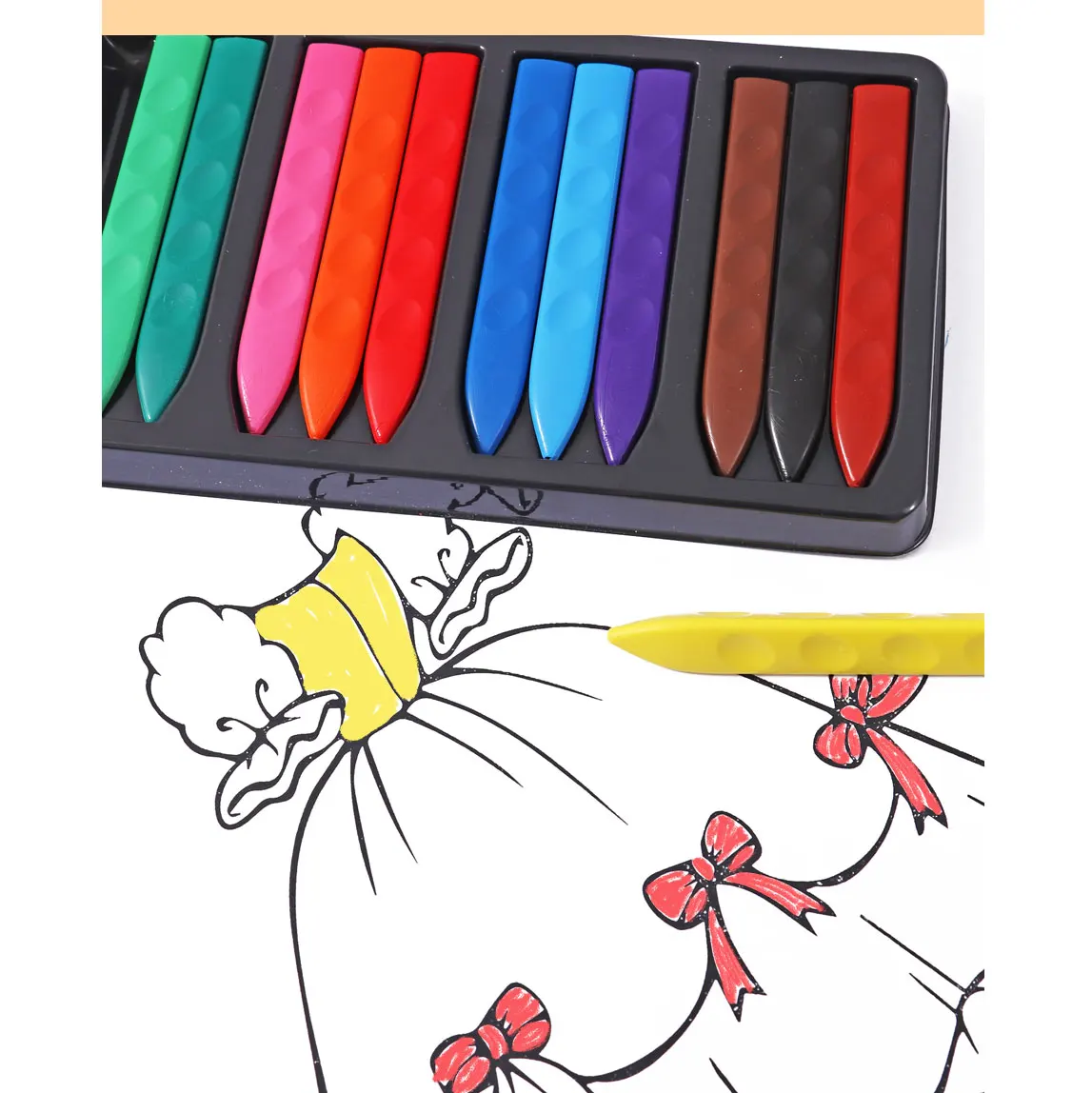 Foska Plastic Crayons - 12 Nontoxic Colors for Art
