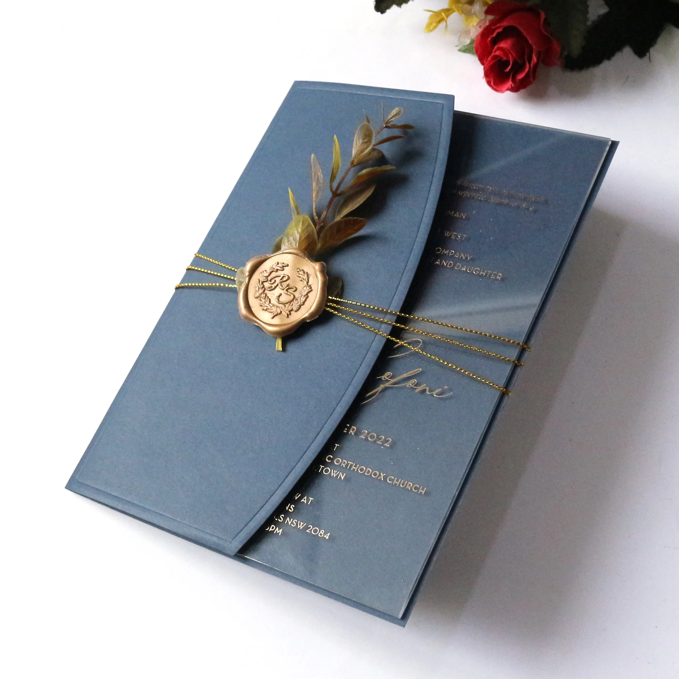 Custom Acrylic Invites Wedding Invitation Embossed Pocket Cover Acrylic ...