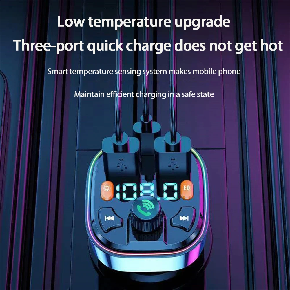 Q5 18w Car Fm Transmitter External Microphone Dual Usb Pd Type C Fast ...