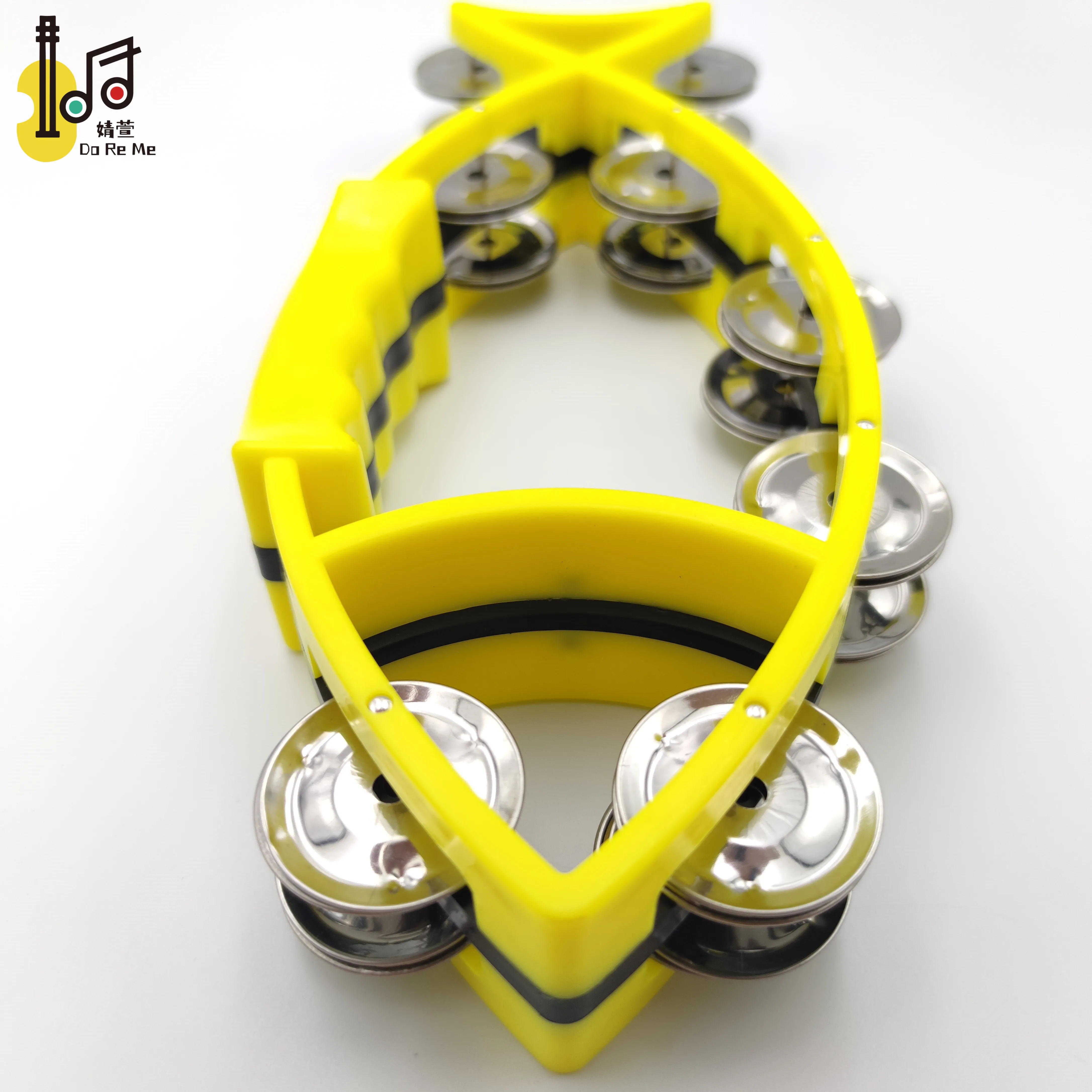Fish Shaped Yellow Tambourine Diy Musical Instrument Toys for Kids ...