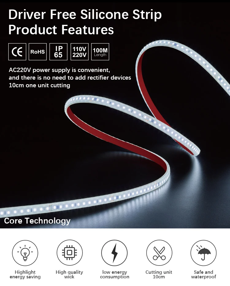 Driver Free 110v Waterproof Ip65 Led Strip Pvc Led Rope Light Ce Rohs ...