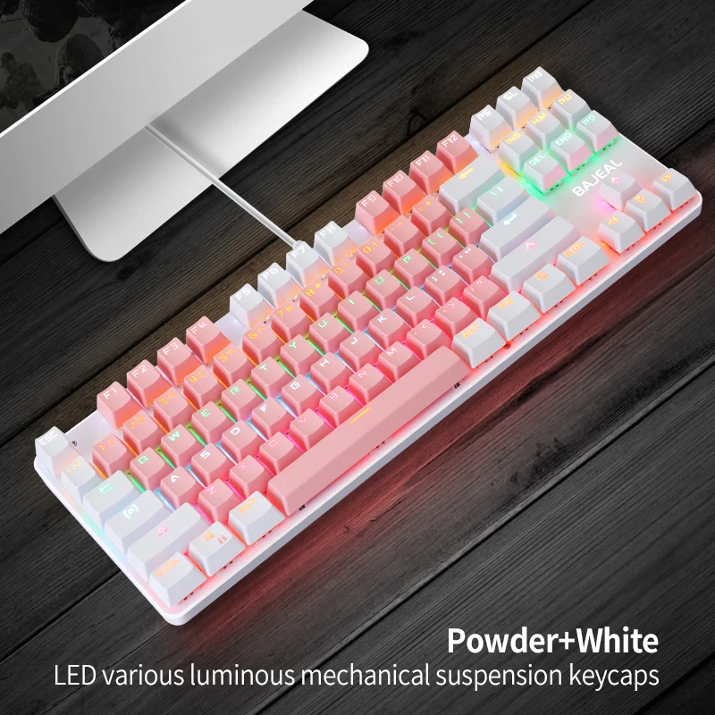 New Rgb Colorful K100 87-key Keyboard Pink+white Wired Gaming ...