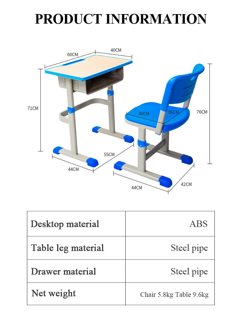 Modern Classroom Furniture Primary School Desk And Chairs Height Adjustable Student Desk Chairs ...