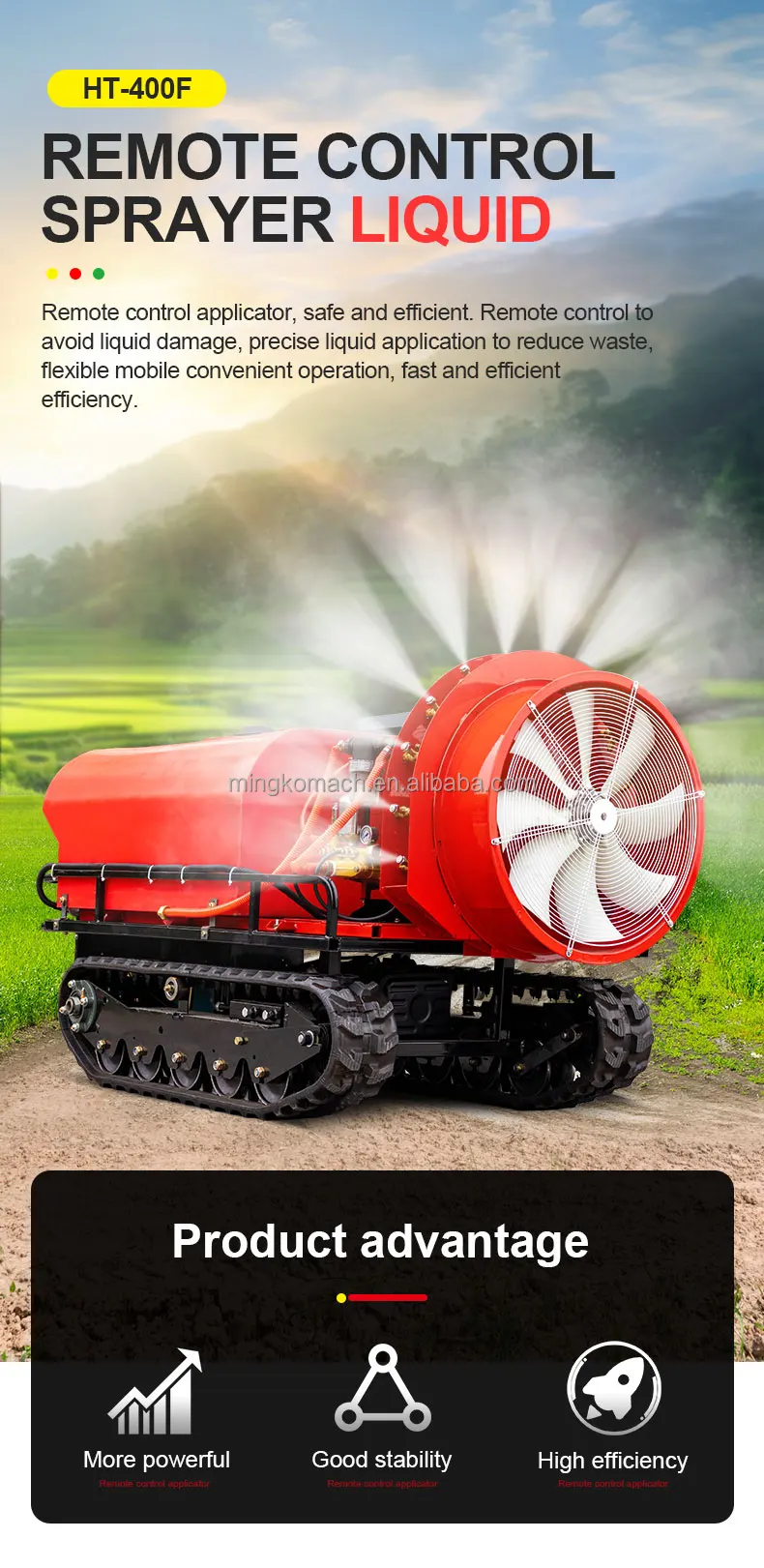 Agriculture Crawler Remote Control High Pressure Sprayer Vehicle – 400L ...