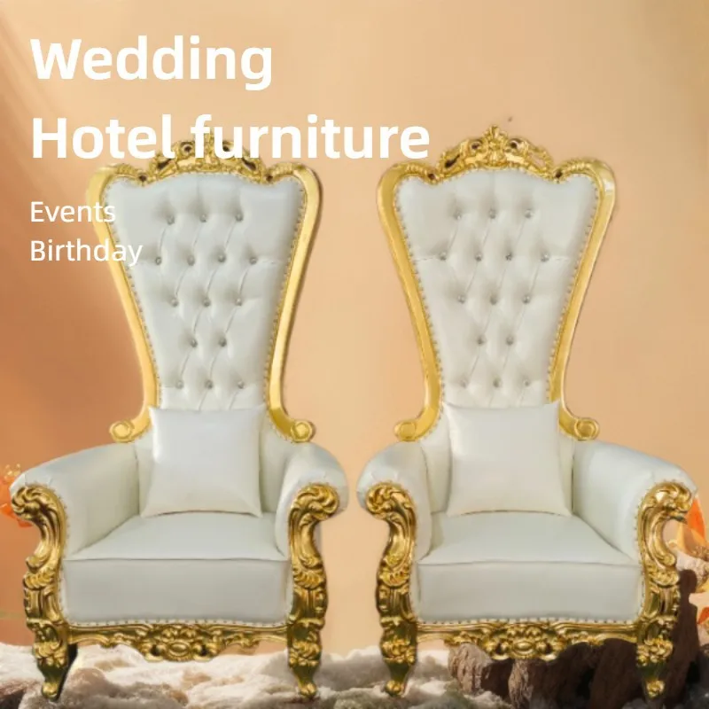 European Style Throne Chair White and Gold Color for Hotel Wedding ...