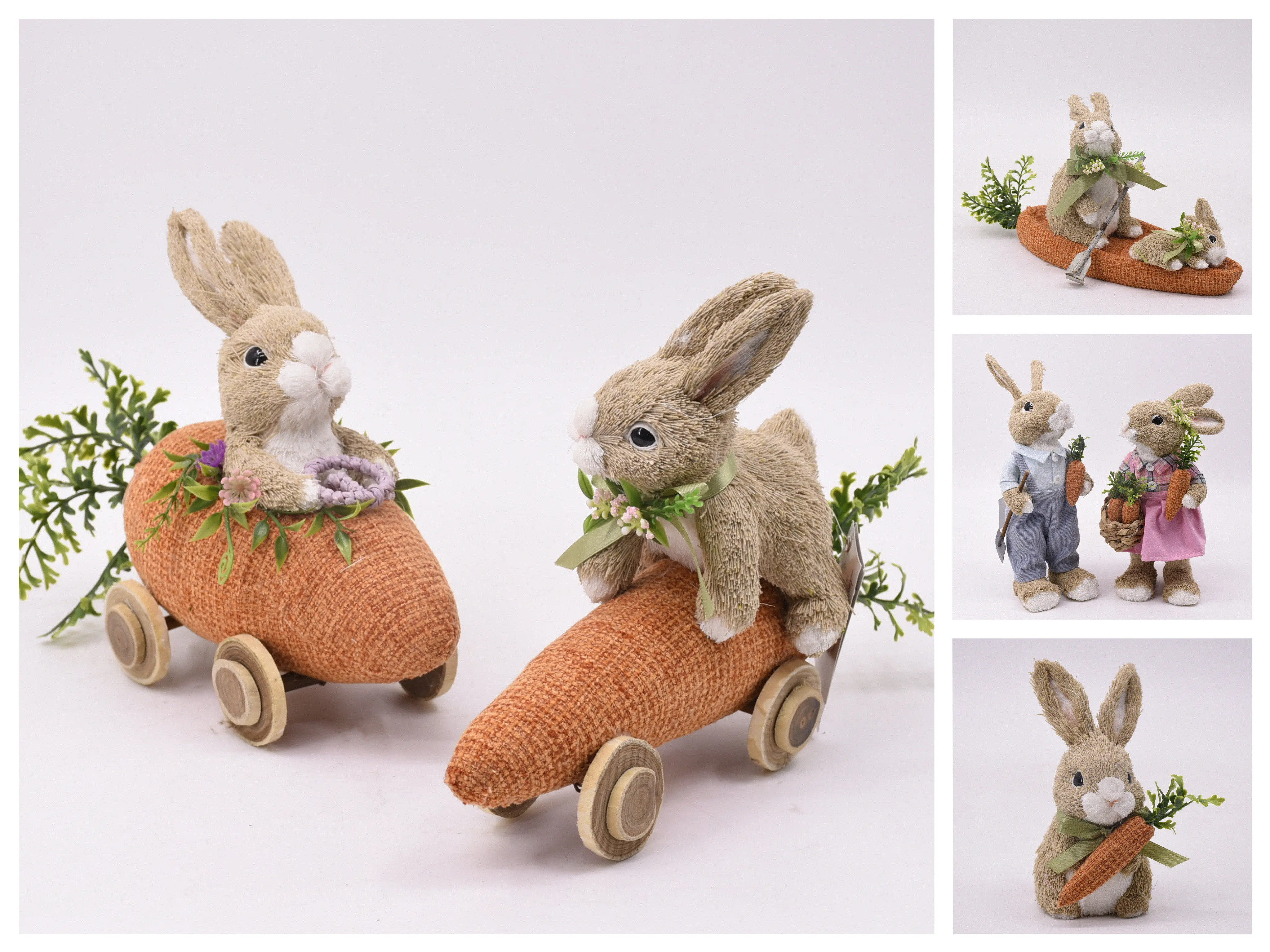 Easter Bunny Decoration - Handcrafted Straw Ornament