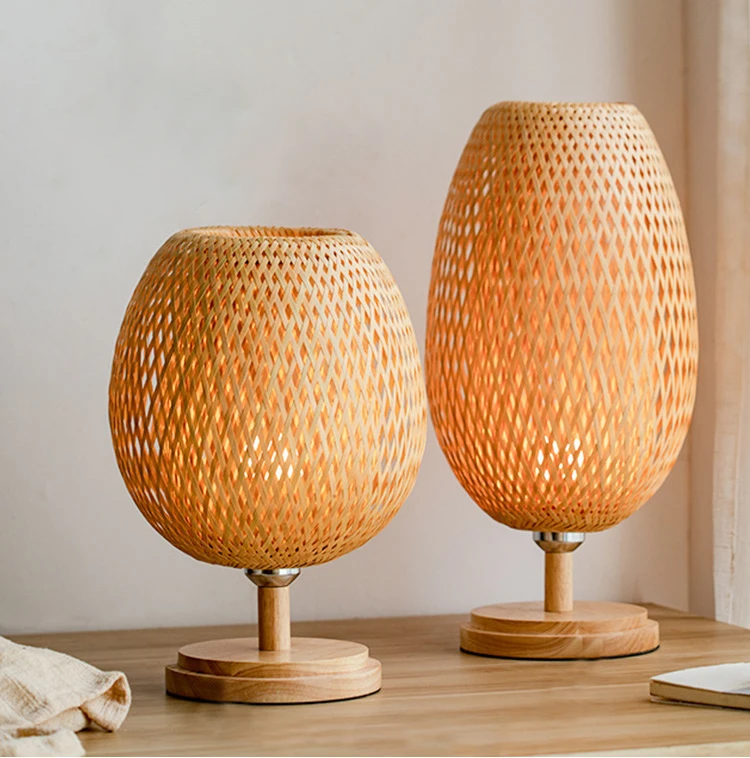 Japanese And Southeast Asia Style Desk Light Bamboo Woven Lampe De Led ...