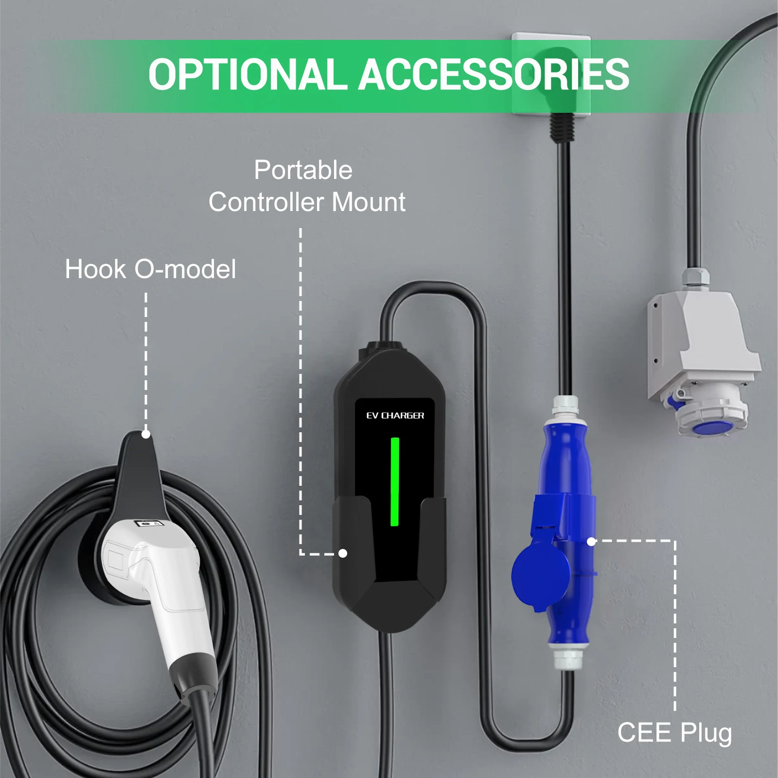 GBT Type 2 Portable EV Charger 3.5kW 7KW Type 1 Home Use EV Charging ...