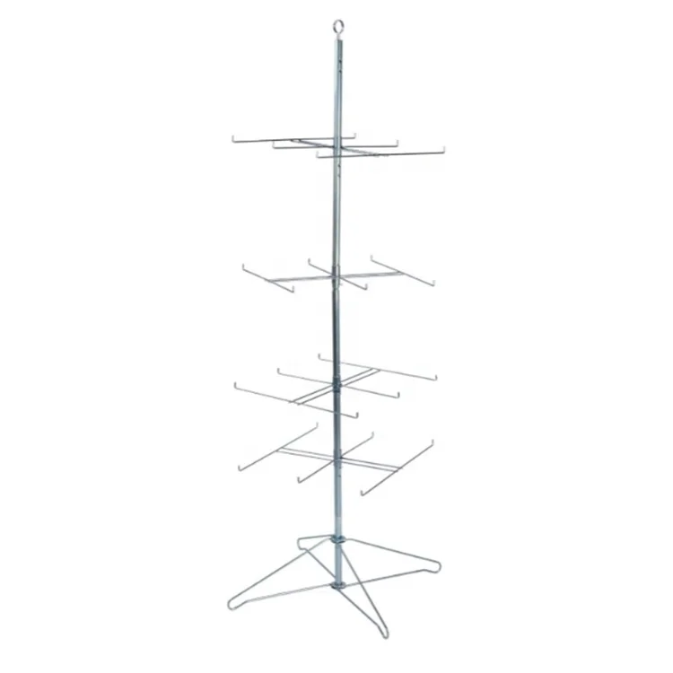 4-tier Chrome Wire Floor Spinner Rack With Hooks For Rotating Jewelry ...