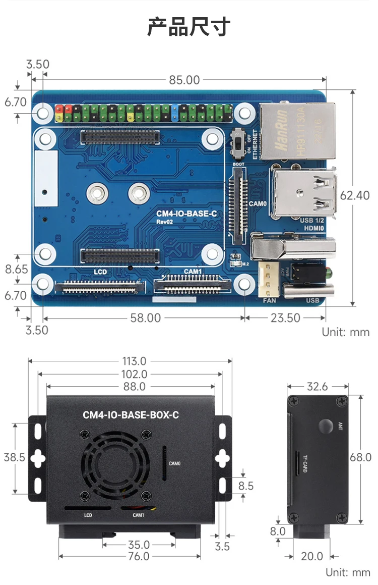 Raspberry Pi Computing Module 4th Generation Io Board Base Board Cm4 Core Advanced Version