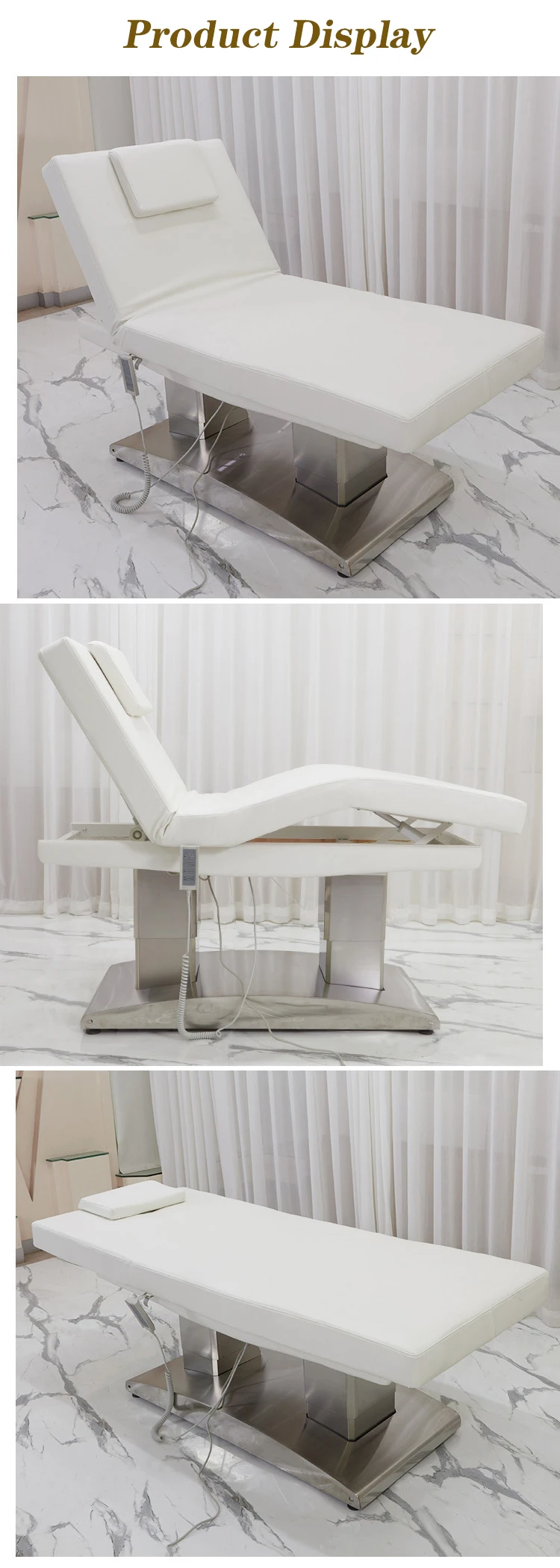 Luxury Modern Beauty Salon Furniture Electric Beauty Bed 4 Motor Gold ...