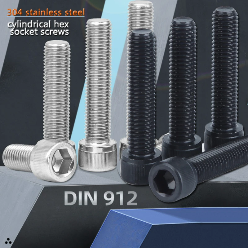Din 912 M3 M4 M5 M6 M8 #6-32 Stainless Steel Black Oxide Smooth Pan Hex ...