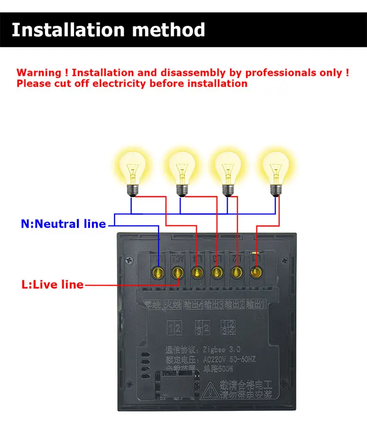 PW420TS Surpass 4 Inch Tuya WiFi Zigbee 4 Gang Smart Home Switch ...