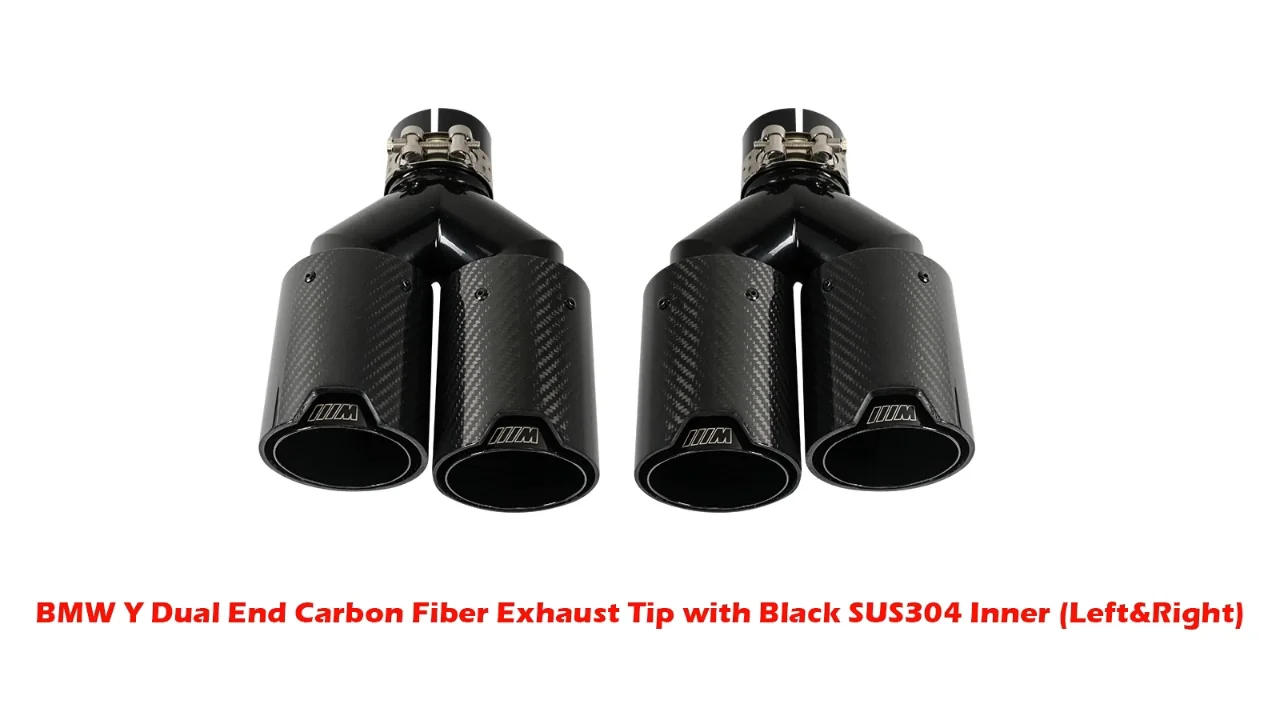 Dual Black Stainless Steel Universal M Performance Carbon Fiber Exhaust ...