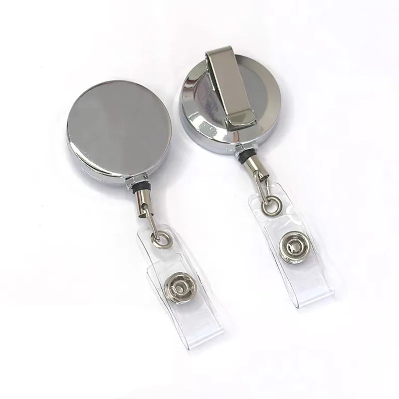 Retractable Stainless Steel Id Holder Id Card Badge Reel With Clear ...