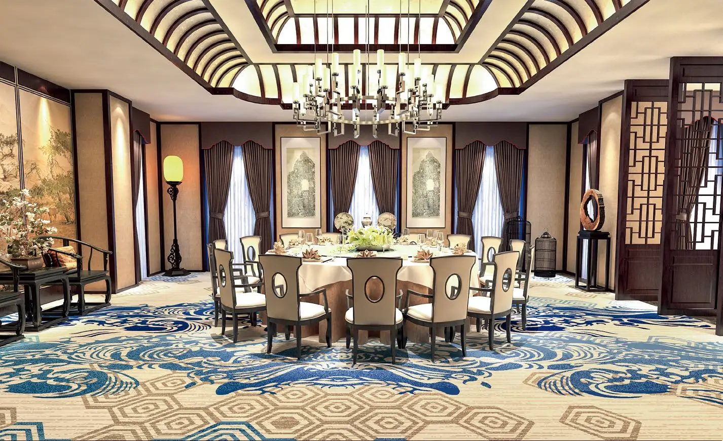 Walton Hotel Lobby 3D Printed Carpet - Dirt Resistant