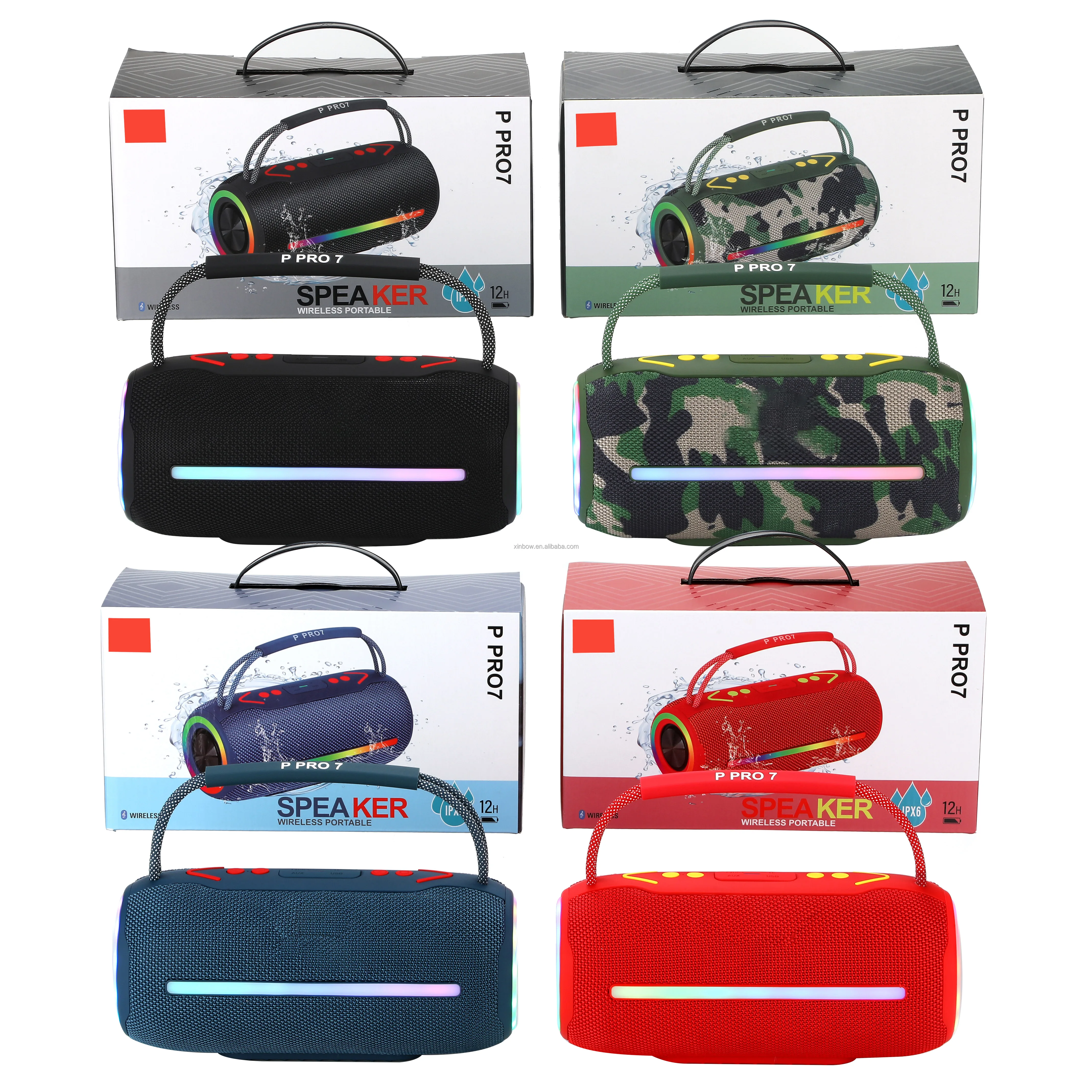 RGB Boombox Portable Speakers - Wireless Outdoor Music