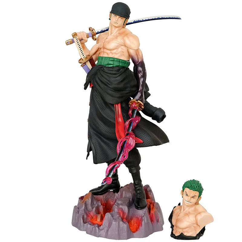 50cm Roronoa Zoro Cartoon Pvc Anime Figure Toy Collect Sword Double ...