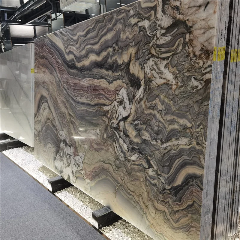 Luxury Blue Fusion Wave Vein Quartzite Stone Decoration Luxury Villa ...