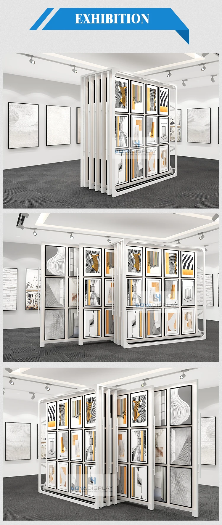 Customized Museum Art Gallery Wallpaper Exhibition Stands Adjustable ...