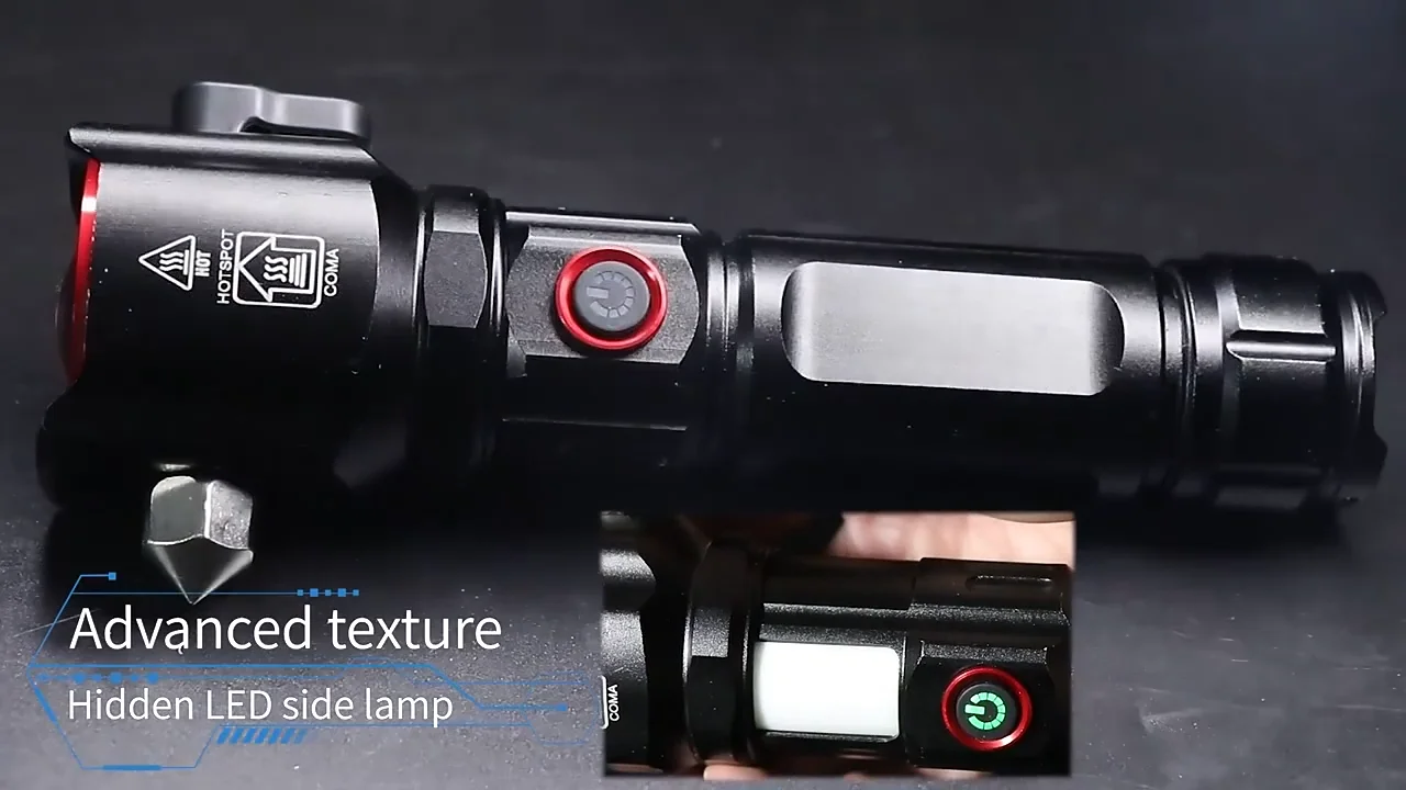 Multi-functional Flashlight Safety Hammer Side Cob Floodlight Belt ...