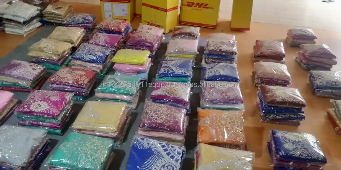 Rajgadhia Exports Beaded Silk George Wrapper Indian and Nigerian Women ...