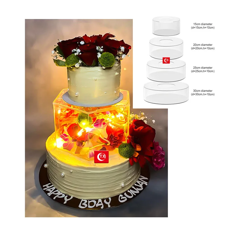 Clear Acrylic Cake Separator Fillable Cake Stand Round Cake Display ...