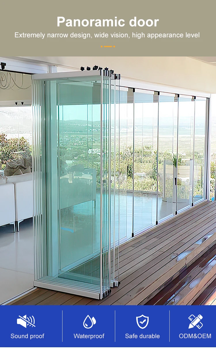 Frameless Sliding Folding Glass Curtain Balcony Partitions