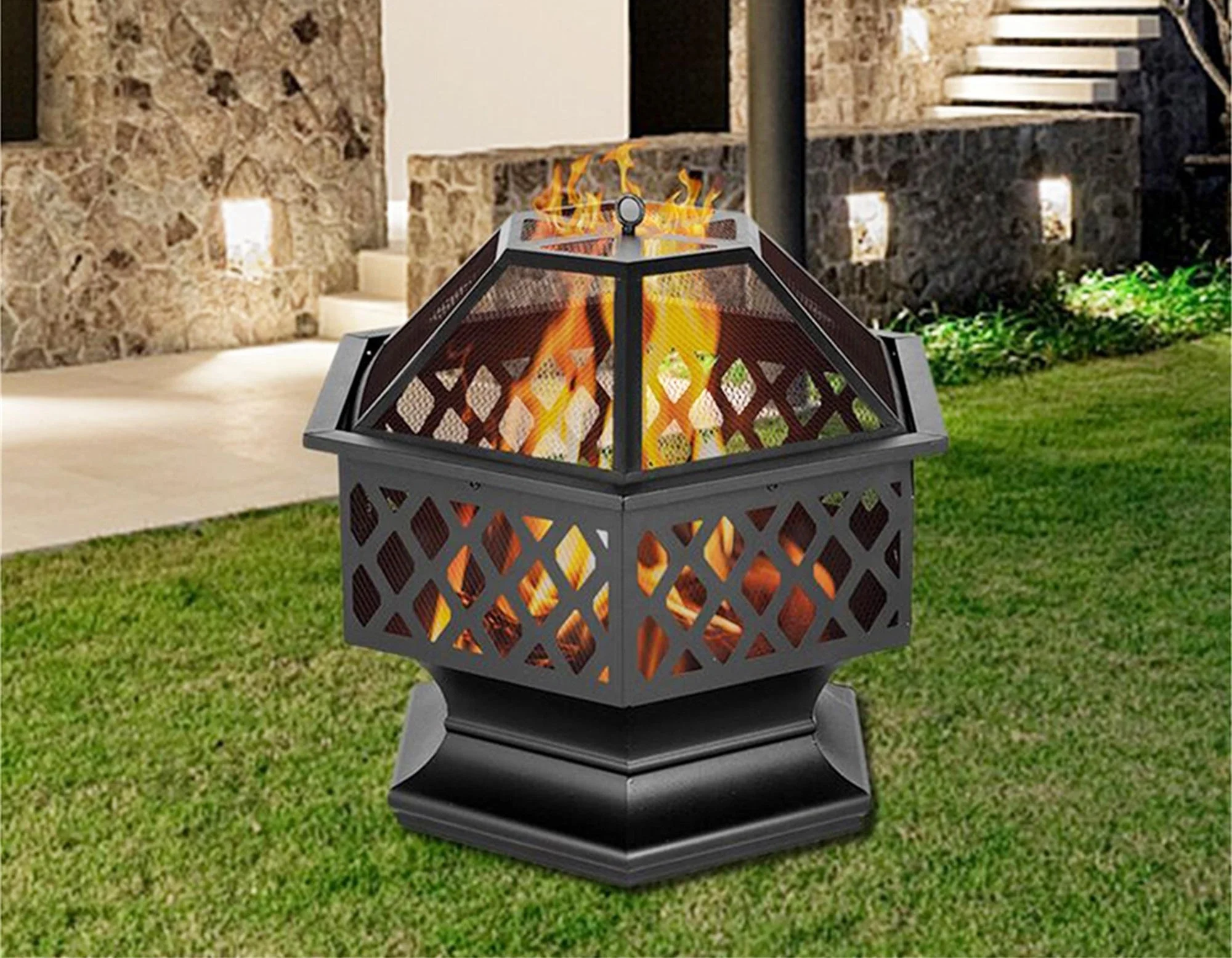 Hex-shaped Heavy Duty Steel Campfire Firepit Garden Outdoor Fire Pit ...