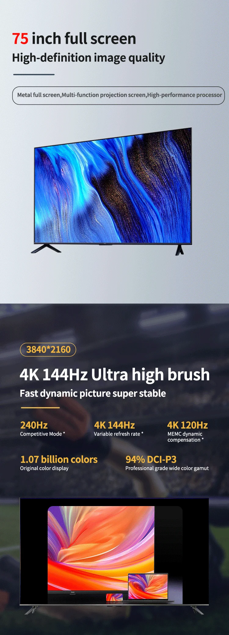 Xiaomi Redmi 4K OLED Smart TV A75 2025 - 75 Inch Full Screen