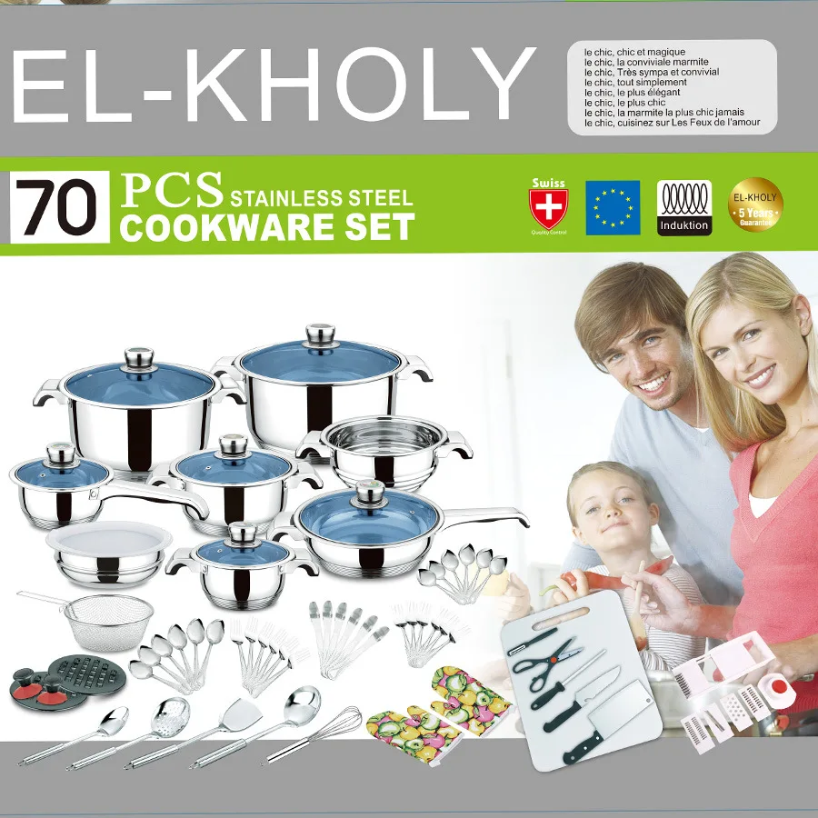 Customizable 70/100/110pcs 304/201kitchen Cook Double Bottom Cookware ...