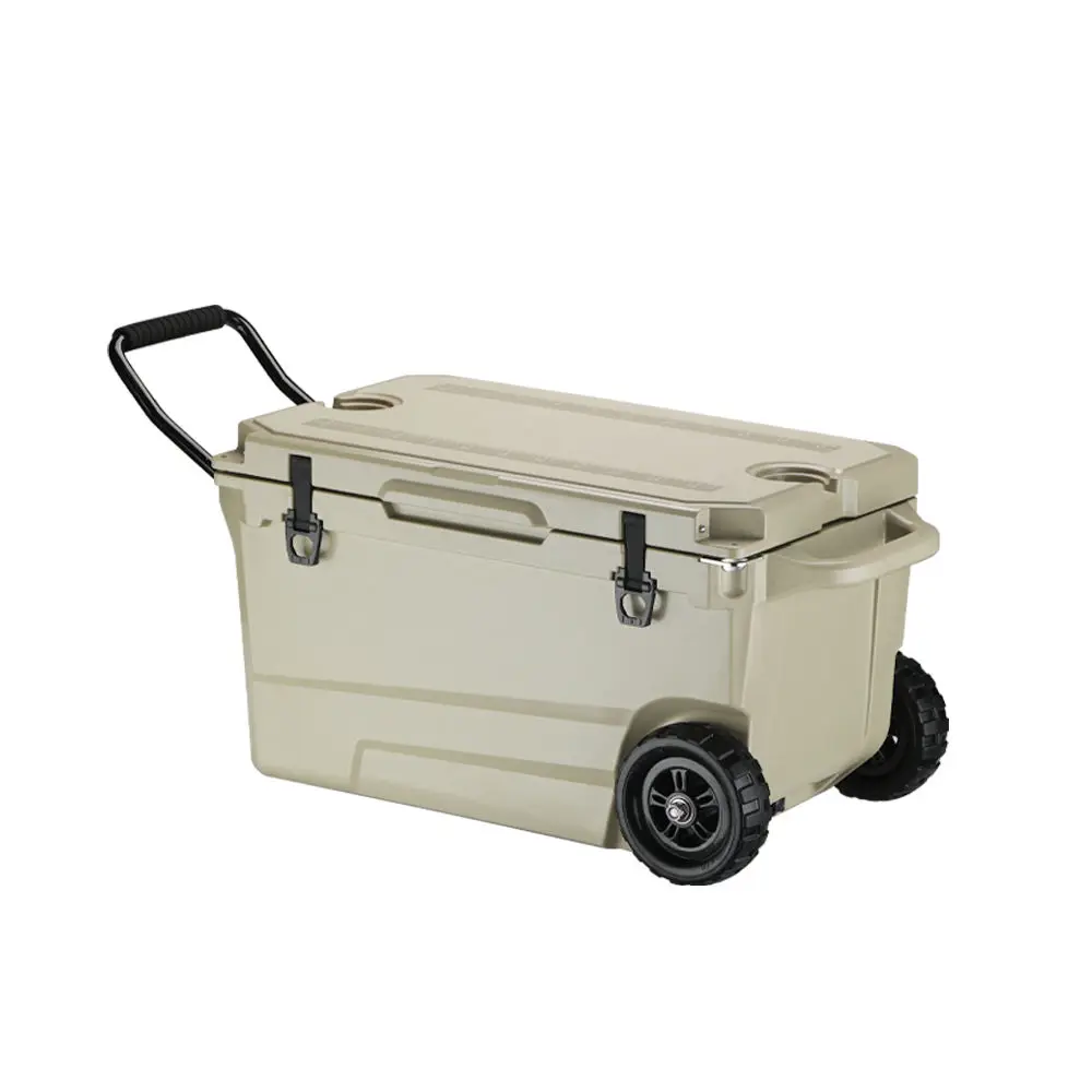 55l Wheeled Hard Cooler Keeps Ice Camping Plastic Portable Picnic Ice ...