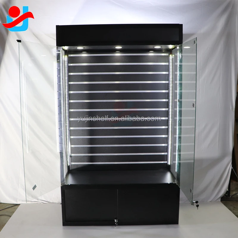 Slatwall Backing Display Cabinet with Aluminum Frame Vertical Hanging ...