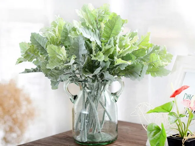 Artificial Greenery Leaves Plastic Senecio Cineraria Festival Wedding ...