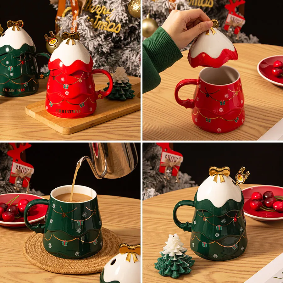 Custom logo Cute Tree Shape Porcelain Tea Cup Set Wholesale Luxury Gift ...