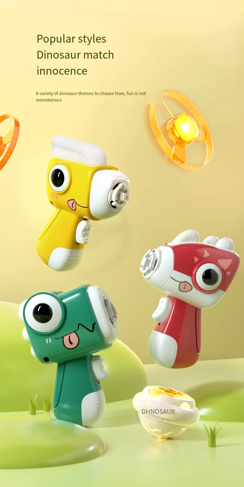 Glowing Bamboo Dragonfly Pistol Ejection Spinning Gyroscope Gun Outdoor ...