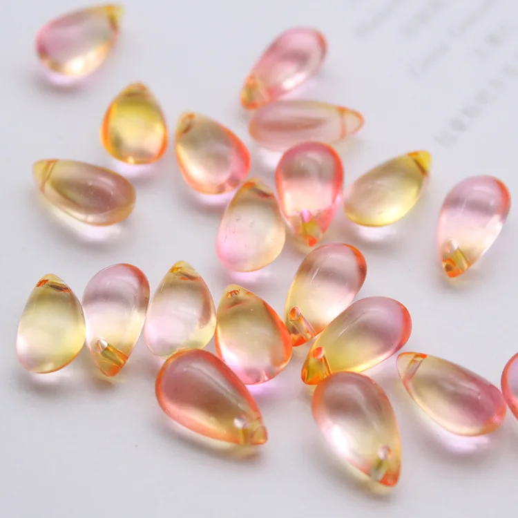 Wholesale Multicolor Clear Glass Oval Beads - Teardrop Shaped