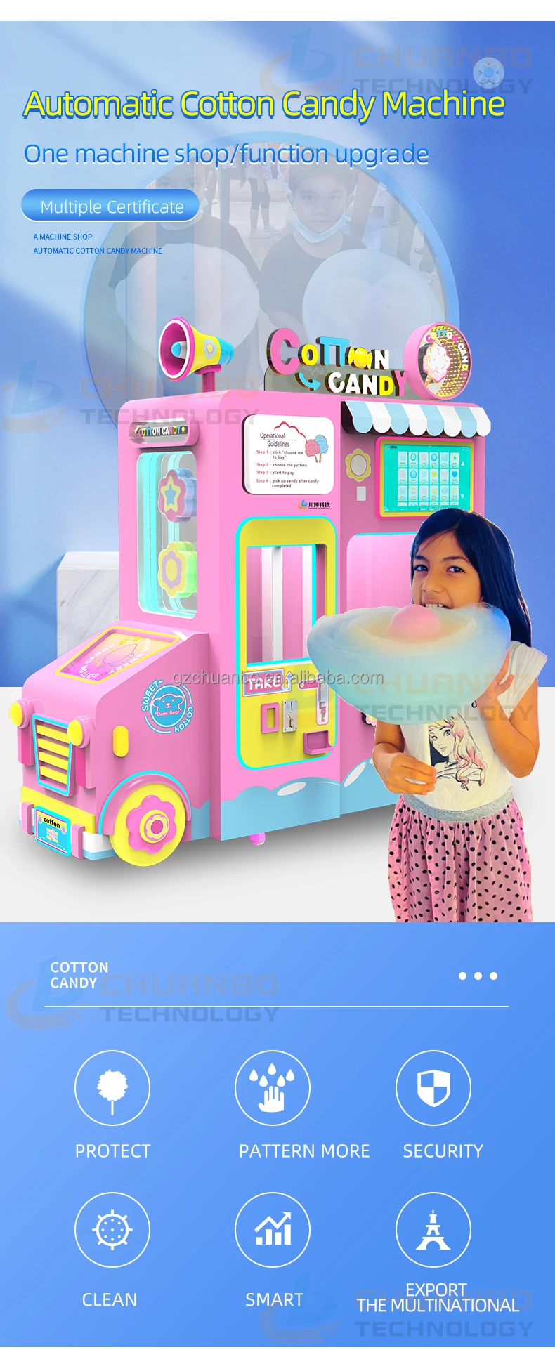Hot Selling Fully Automatic Cotton Candy Vending Machine Smart ...