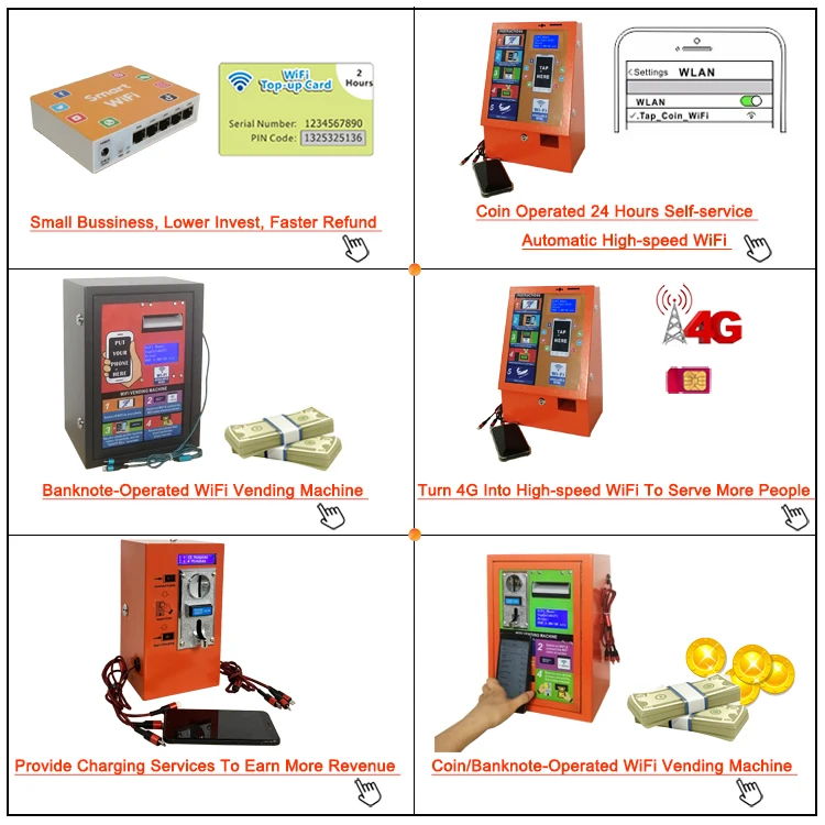 Self-Service Coin Operated WiFi Vending Machine with Charging Cable ...