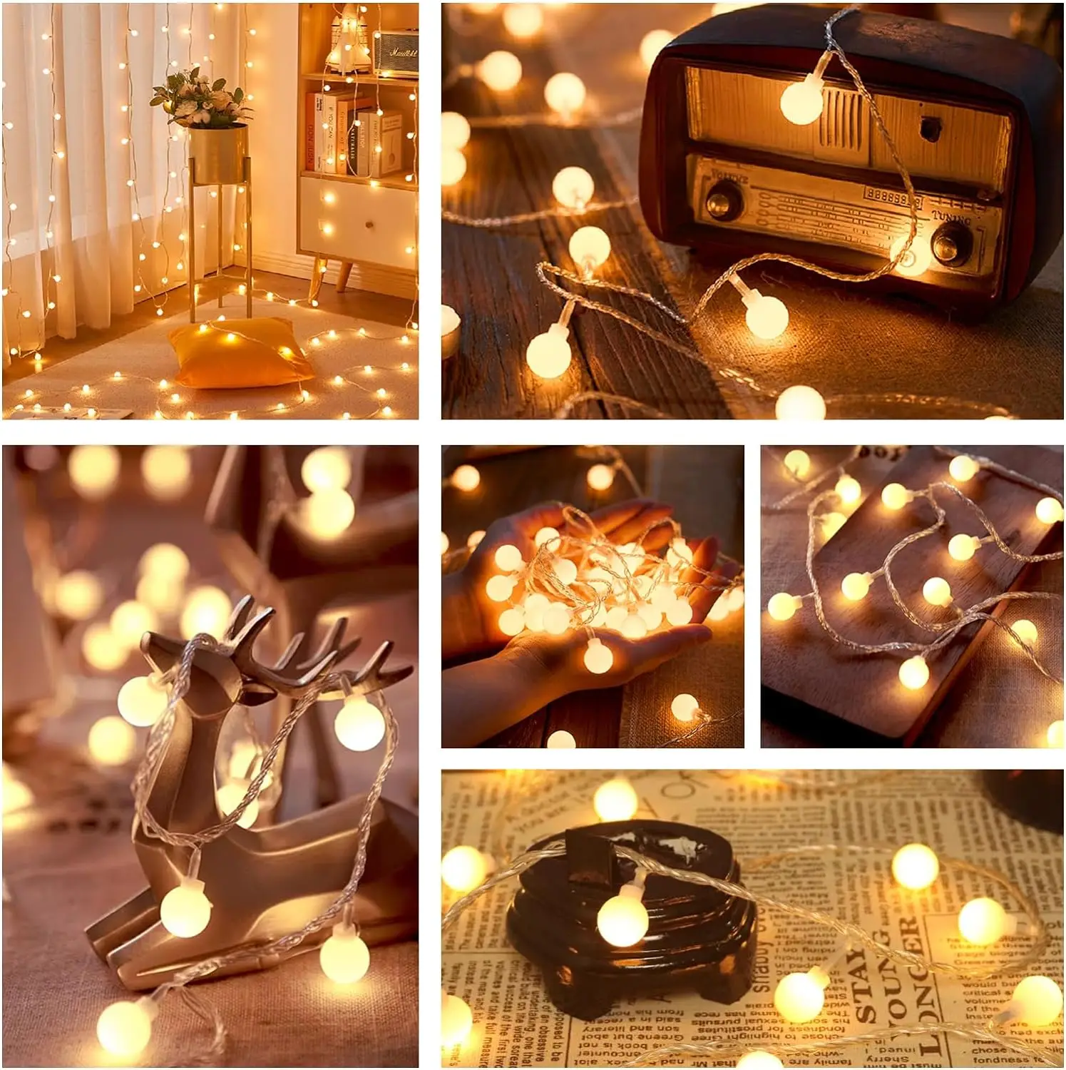 Outdoor Warm White Waterproof 5M 50LEDS Festoon Lighting Mini Led Ball ...