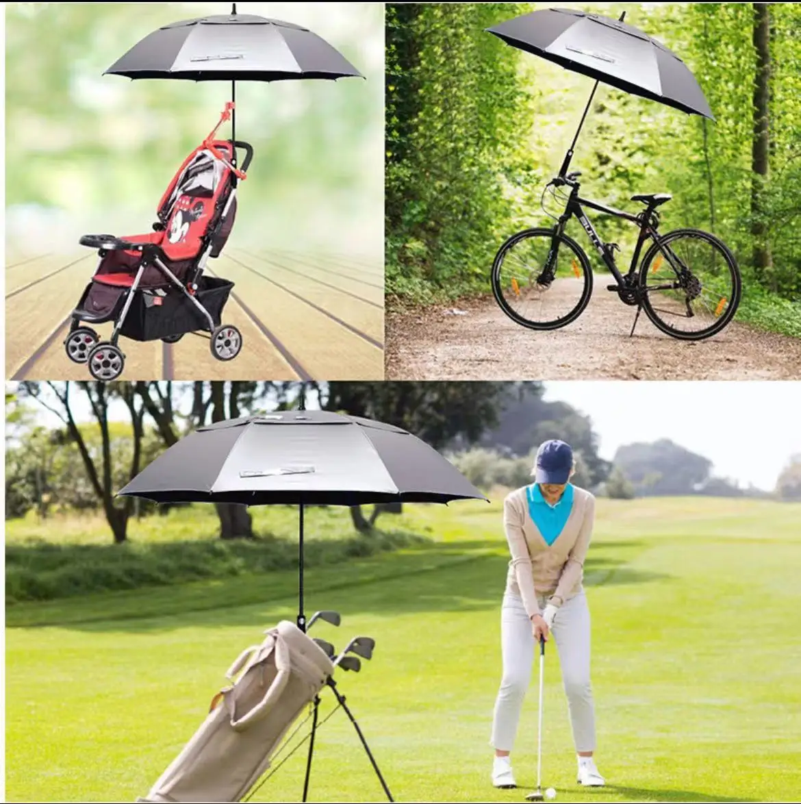 Extra Large Golf Umbrella - Double Canopy & Auto Open