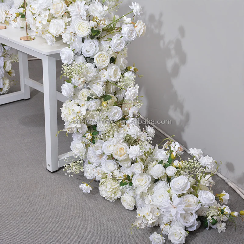 Customized Rose Flower Runner 2 Meter White Flower Row Flower Wall ...