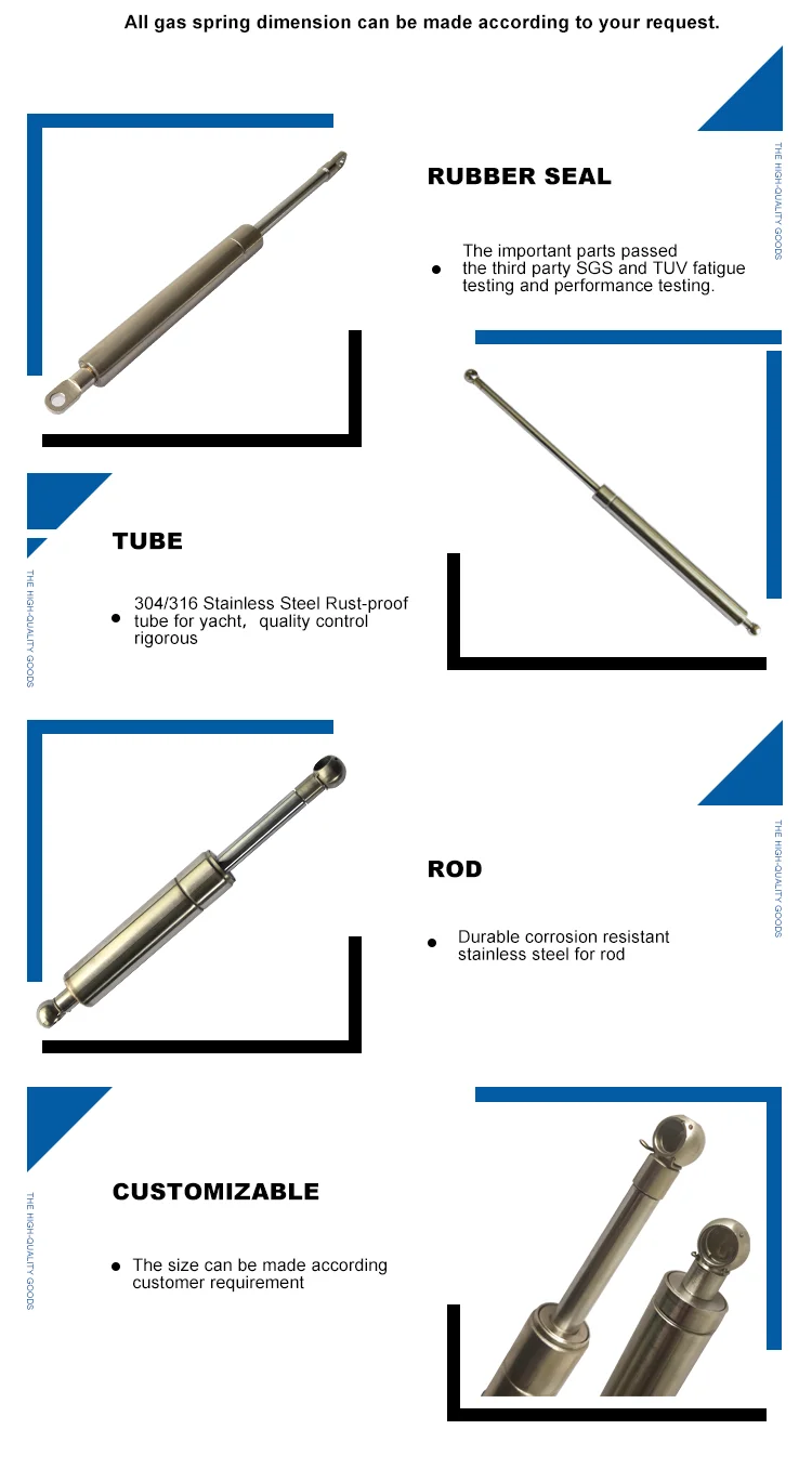 Gas Spring 316 Stainless Steel Marine Gas Strut Gas Shock For Boat ...