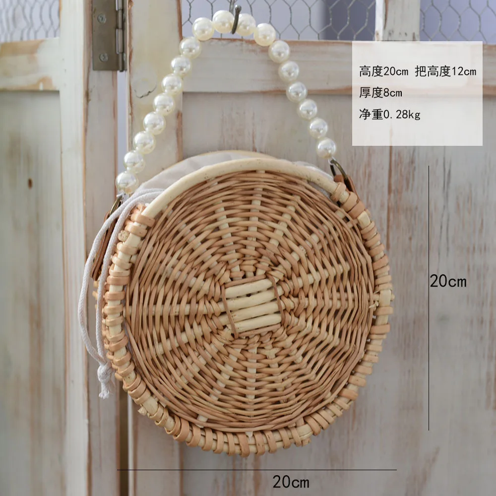 Handmade Summer Straw Beach Bali Tote Bag - Bamboo Rattan